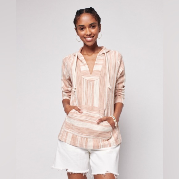 Faherty | Tops | Faherty Islet Organic Cotton Knit Hoodie In Peach ...